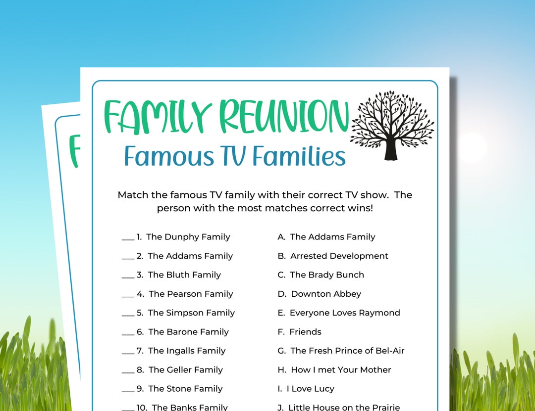 Famous TV Families | Family Reunion TV Quiz | Family Reunion Games ...