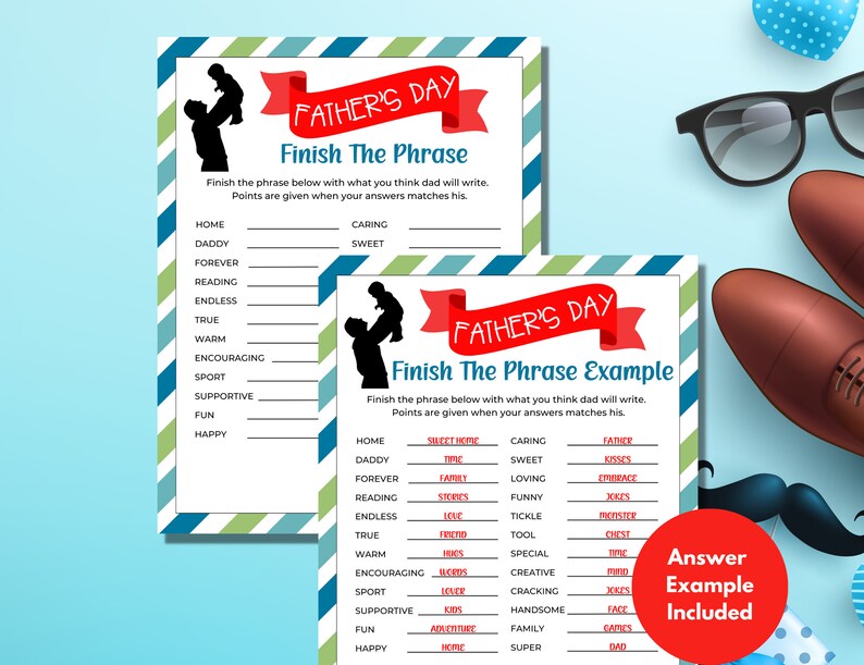 Fathers Day Finish the Phrase | Fill in the Blank | Fathers Day Games ...