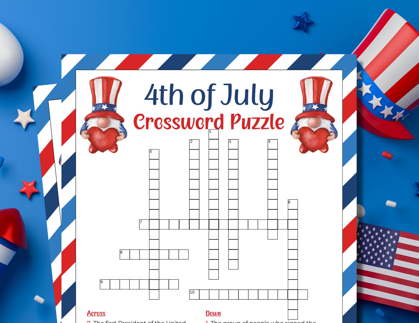 4th of July Crossword Puzzle | 4th of July Word Puzzle | 4th of July ...
