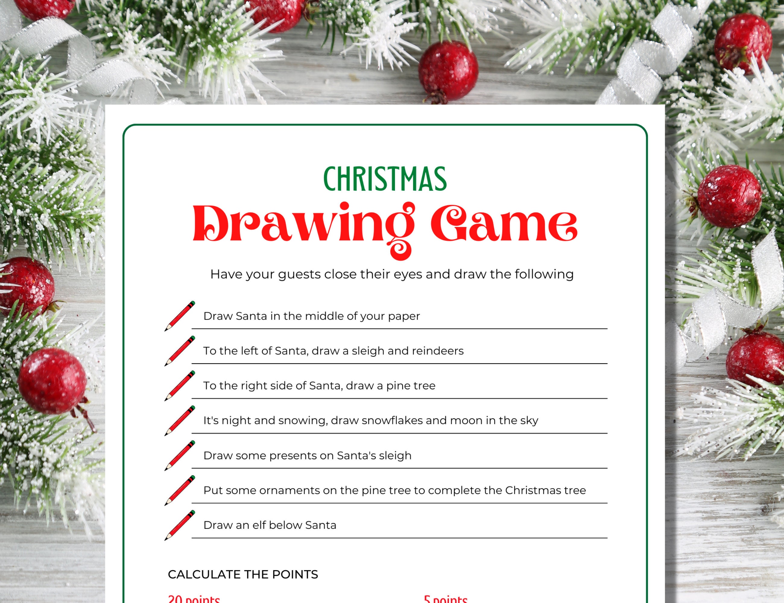 Christmas Games, Christmas Drawing Game, Printable Christmas Games ...