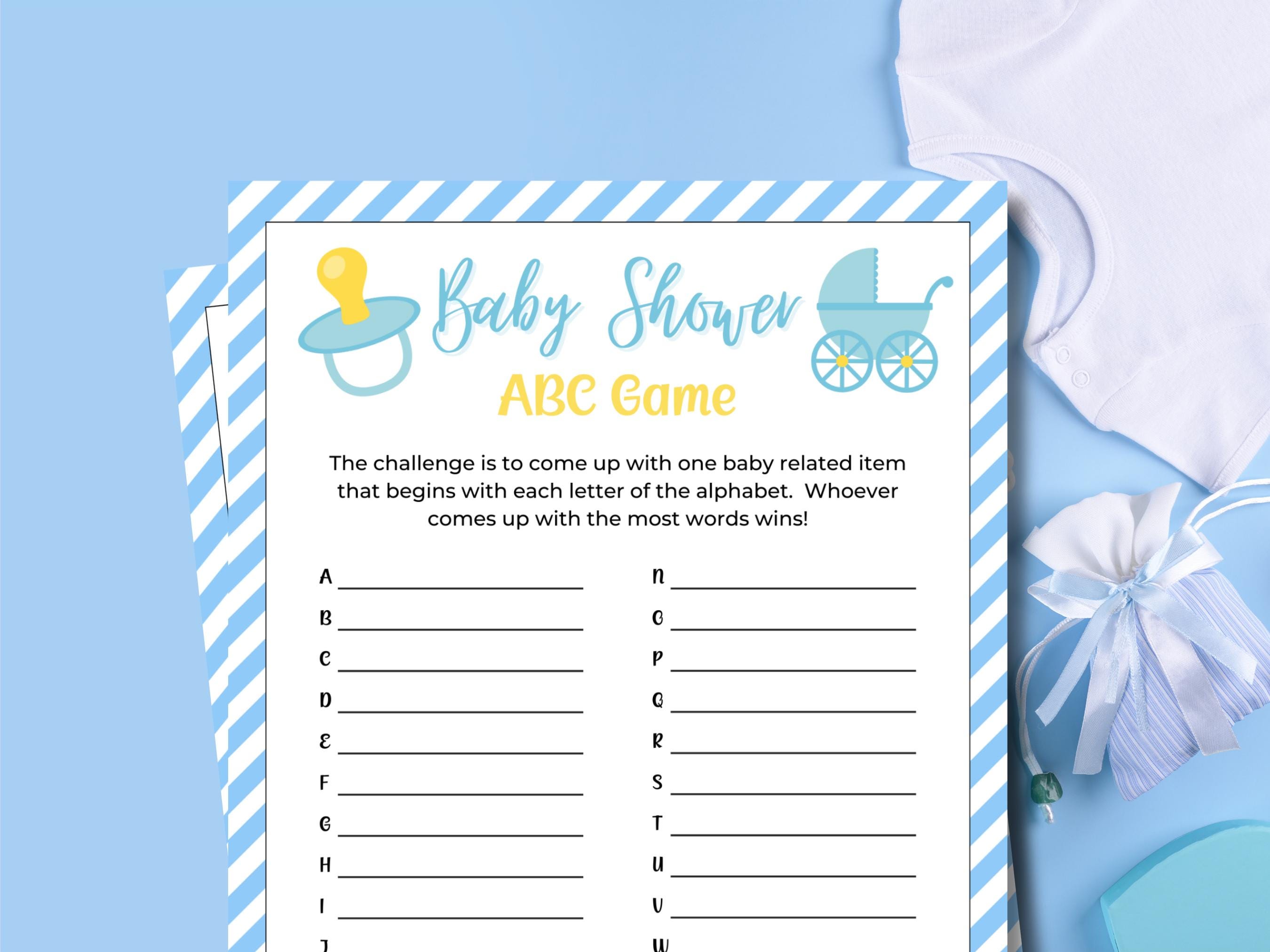Baby ABC Game | Baby Items Game | Printable Baby Shower Games | Party ...