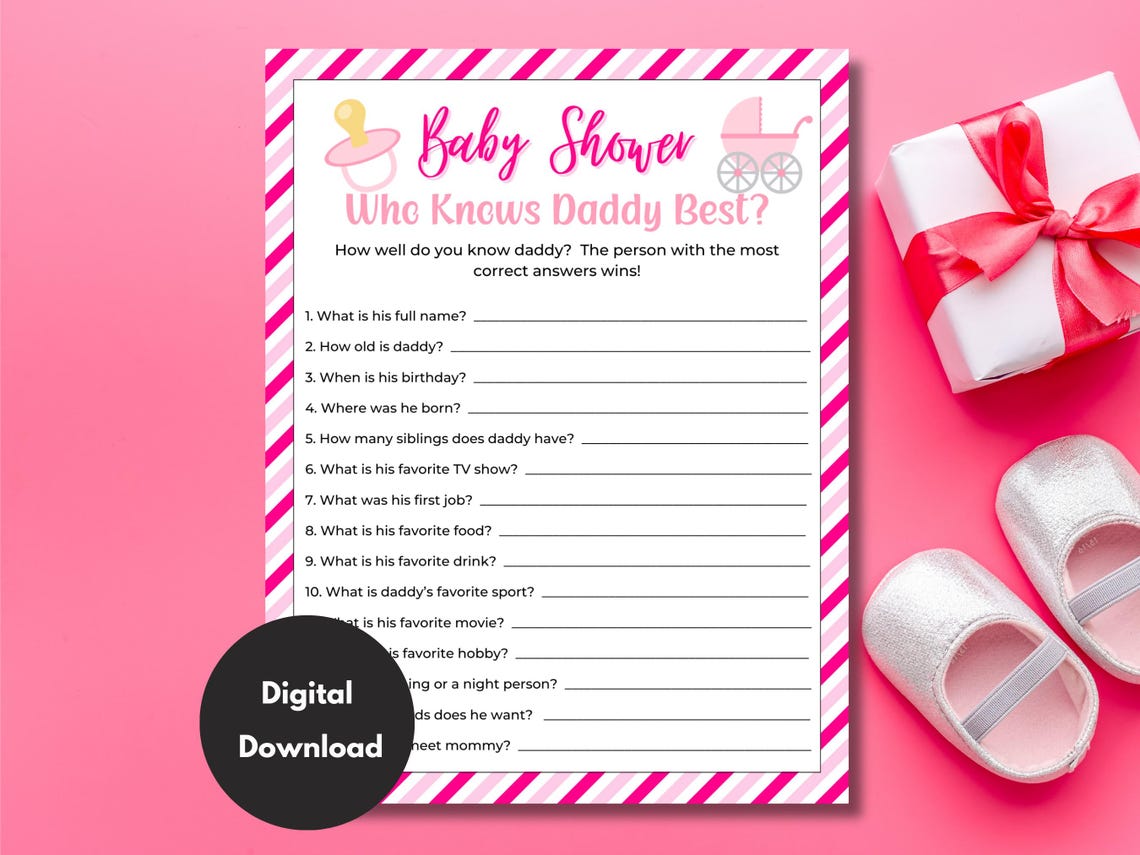Who Knows Daddy Best Baby Shower Game | How Well Do You Know Daddy ...