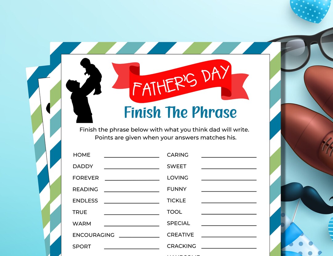 Fathers Day Finish the Phrase | Fill in the Blank | Fathers Day Games ...