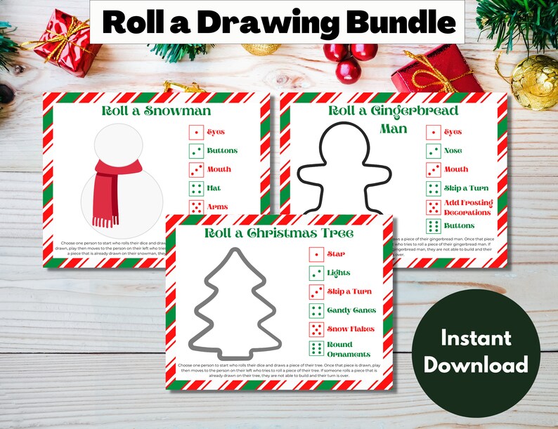 Roll a Christmas Drawing, Dice Game, Christmas Games, Kids Game, Family ...