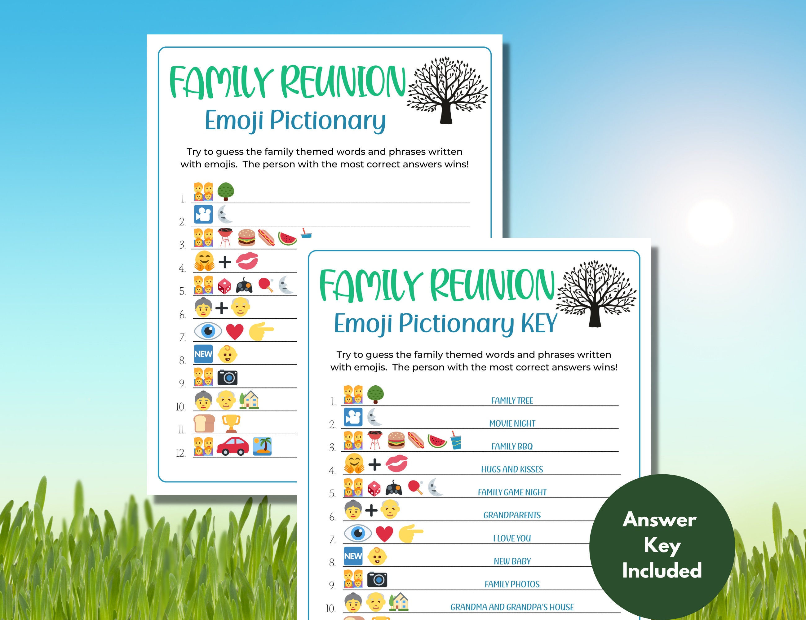 Family Reunion Emoji Pictionary | Family Reunion Emoji Game | Family ...
