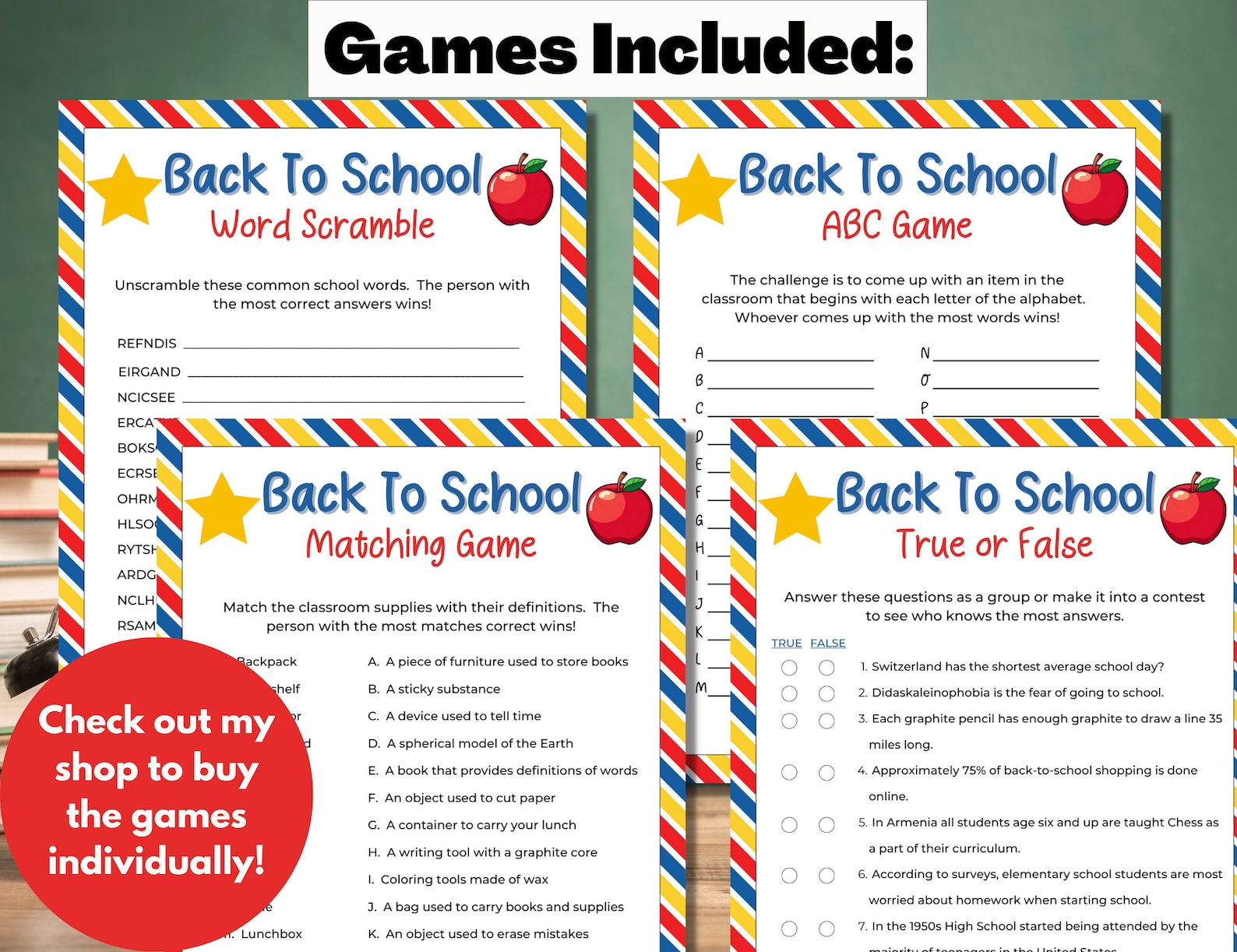 Back to School Games Bundle | Back to School Icebreakers | Printable ...