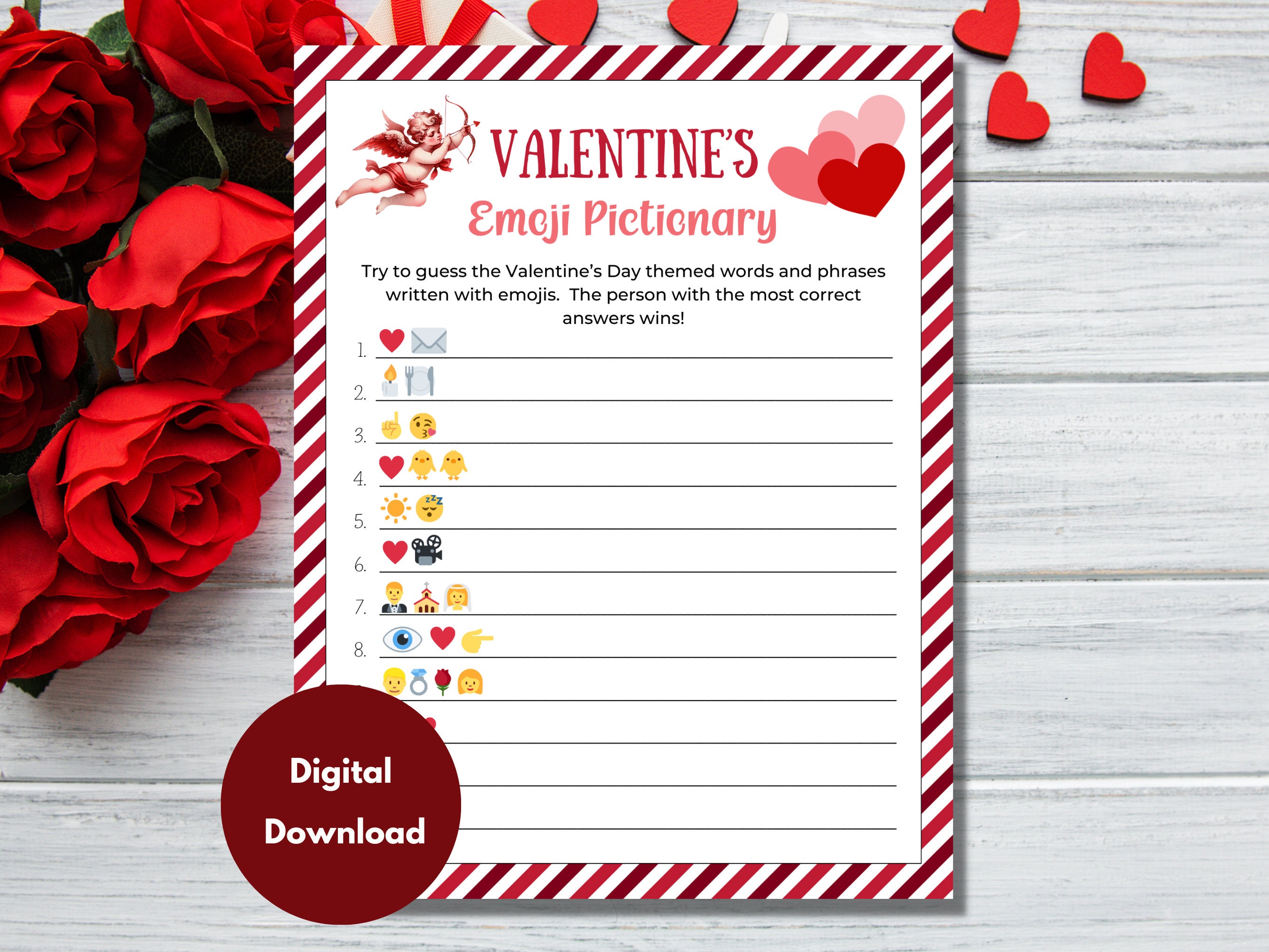 Valentines Emoji Pictionary Game | Valentines Emoji Game | Valentines ...
