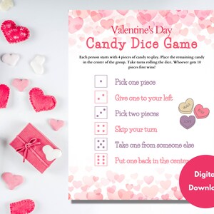 Valentines Day Candy Dice Game, Valentines Day Kids Game, Valentines ...