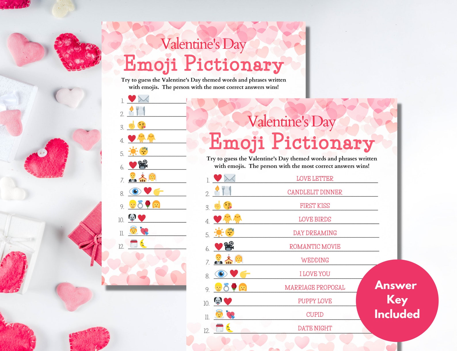 Valentines Day Emoji Pictionary Game, Valentines Day Emoji Game ...
