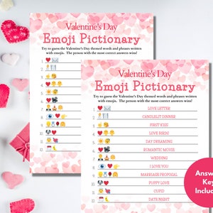 Valentines Day Emoji Pictionary Game, Valentines Day Emoji Game ...