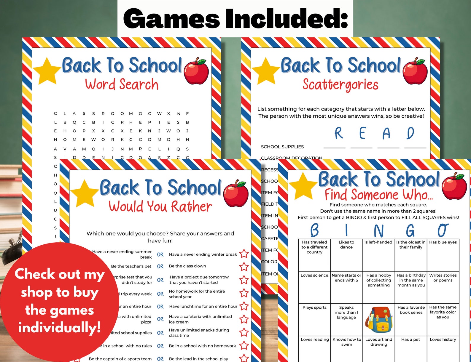 Back to School Games Bundle | Back to School Icebreakers | Printable ...