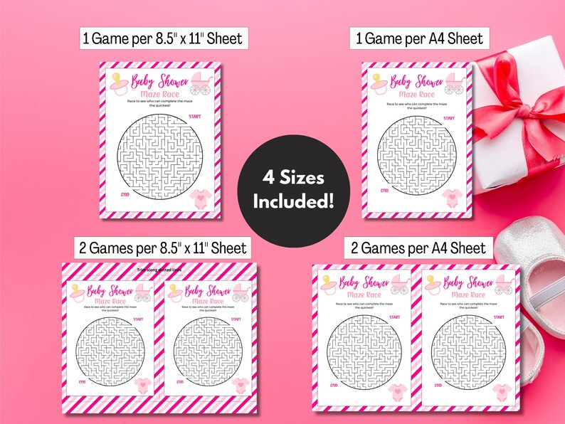 Baby Shower Maze Race | Kids Maze Game | Printable Baby Shower Games ...
