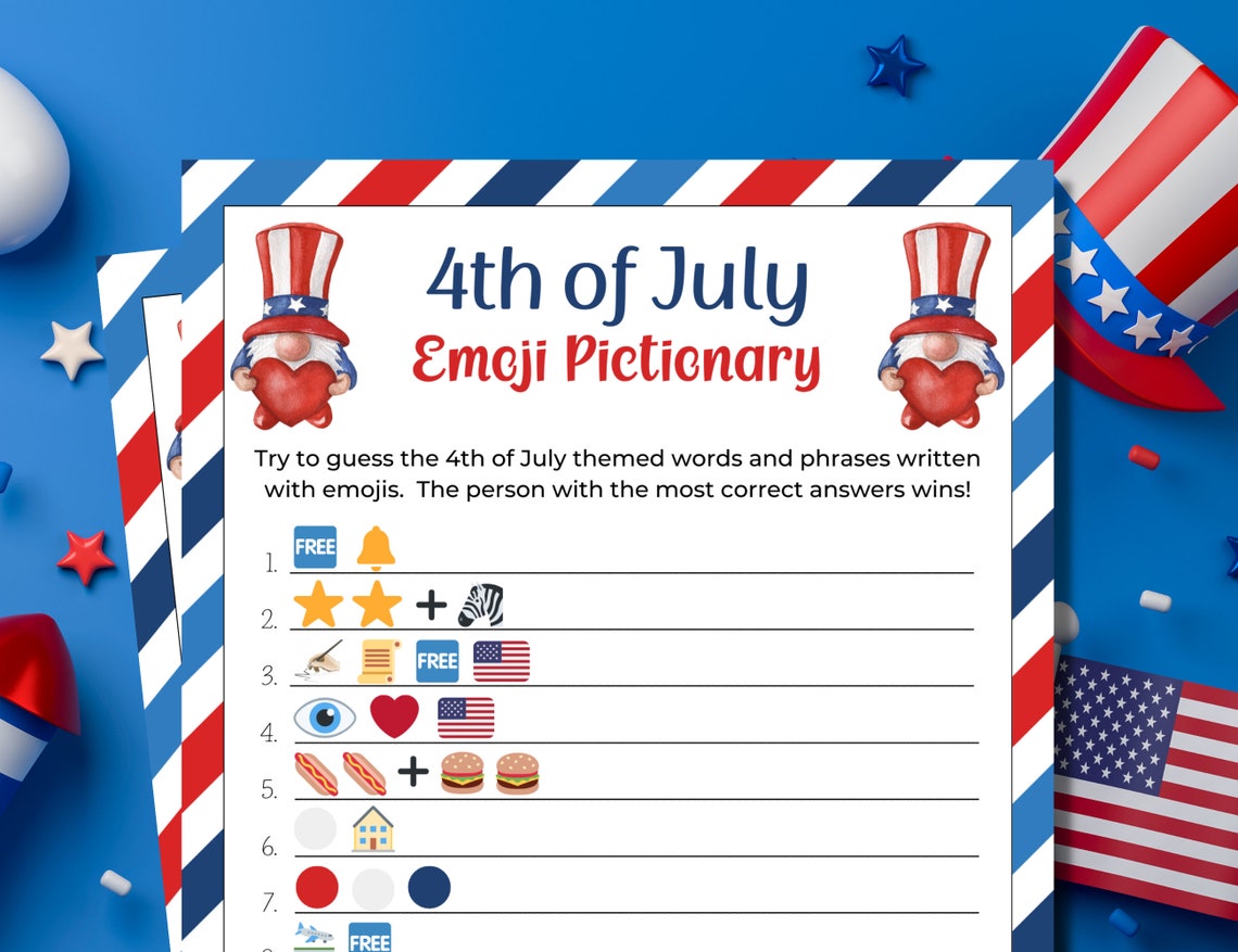 4th of July Emoji Pictionary | 4th of July Emoji Game | 4th of July ...