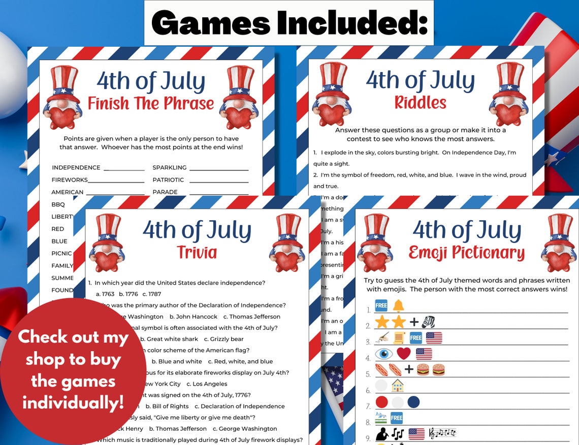 4th of July Games | Fourth of July | 4th of July Game Bundle | Family ...