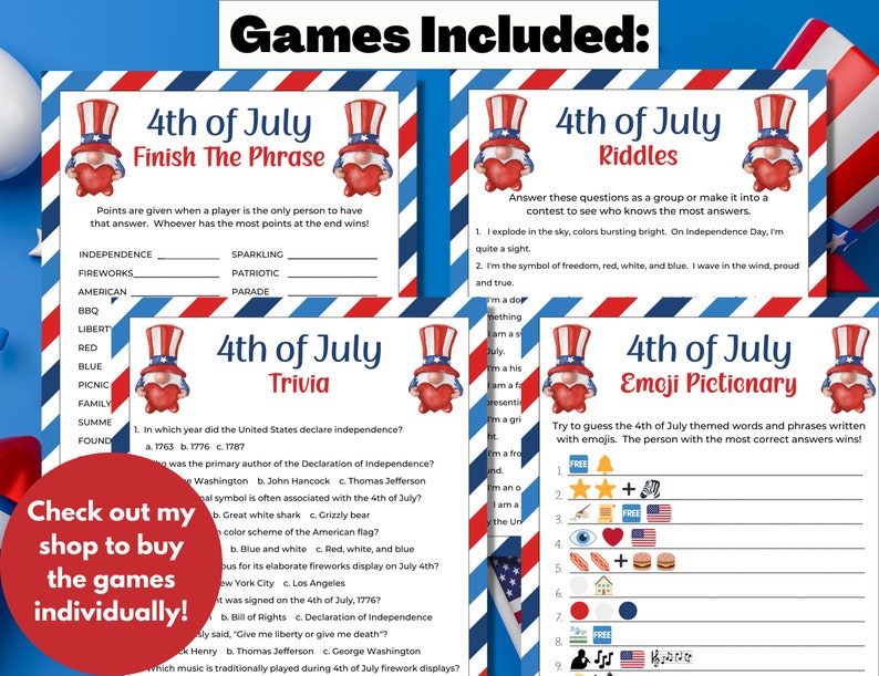 4th of July Games | Fourth of July | 4th of July Game Bundle | Family ...
