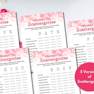 Valentines Day Scattergories Game, Valentines Day Word Game, Valentines ...