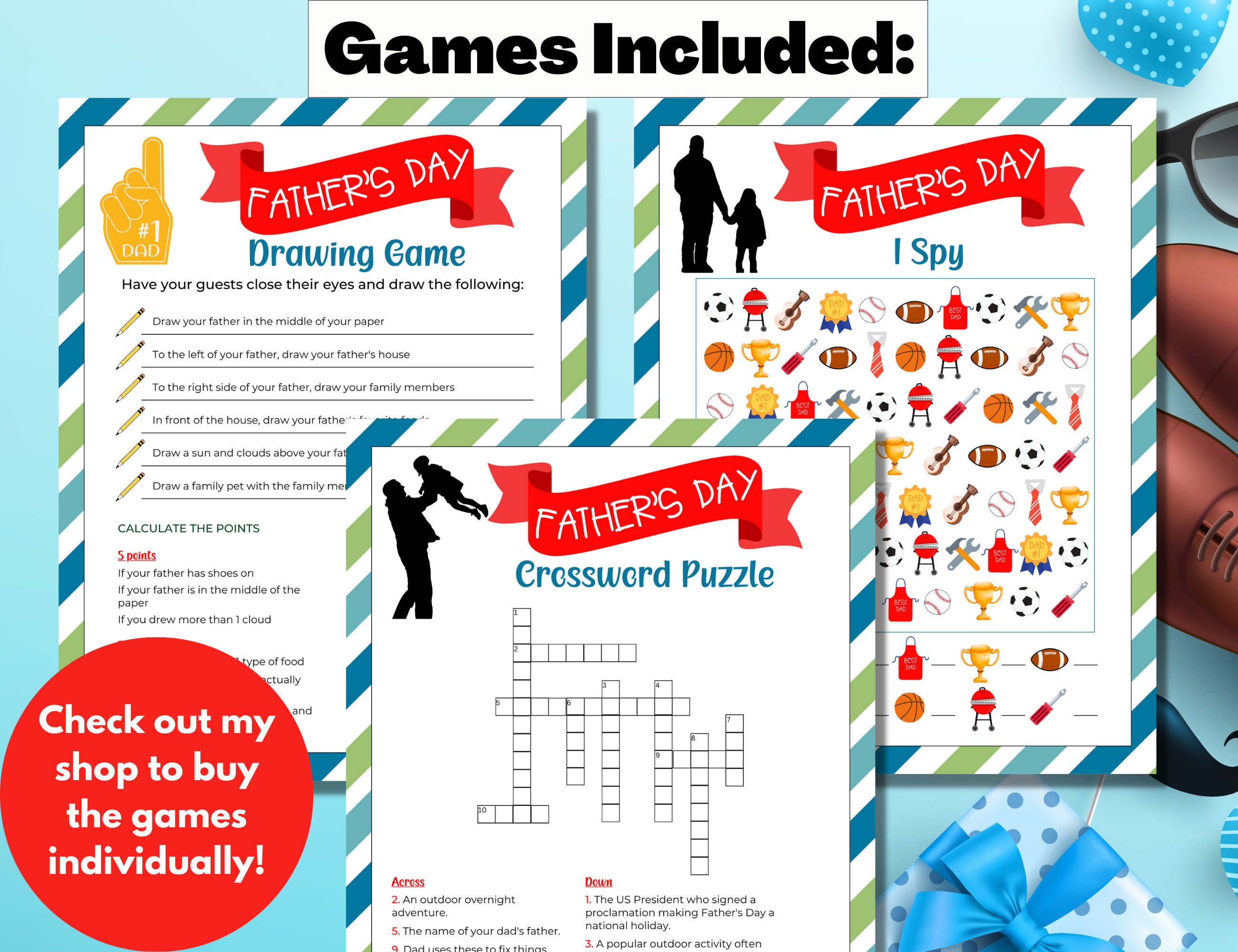 Fathers Day Games | Fathers Day Party Game | Fathers Day Game Bundle ...