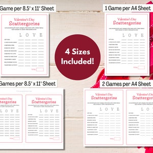 Valentines Day Scattergories Game, Valentines Day Word Game, Valentines ...