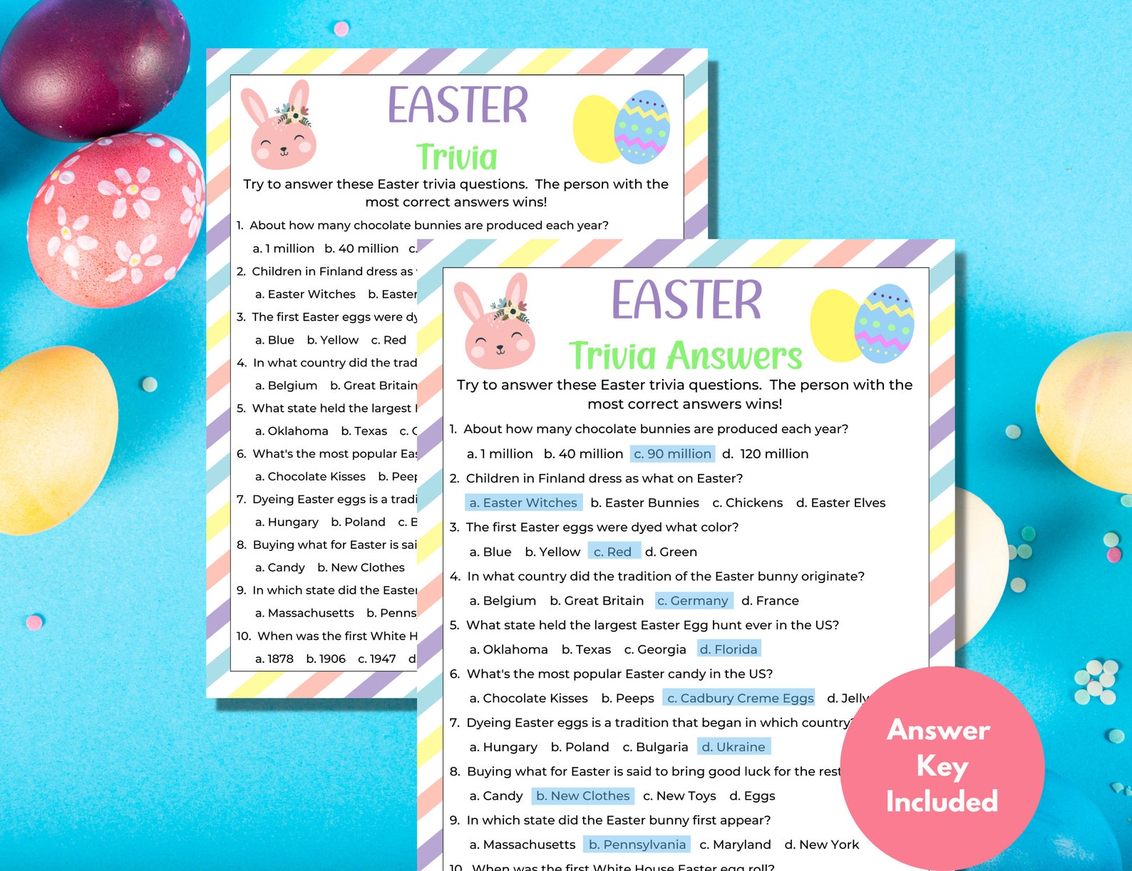 Easter Trivia Game Easter Games Easter Party Game Easter Family Games ...