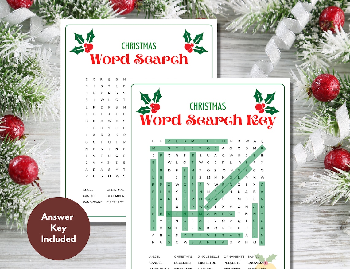 Christmas Games, Christmas Word Search, Word Game, Printable Christmas ...