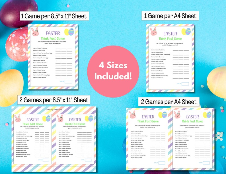 Easter Think Fast Game | Easter Trivia Game | Printable Easter Games ...