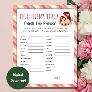 Mothers Day Finish the Phrase | Fill in the Blank | Mothers Day Games ...