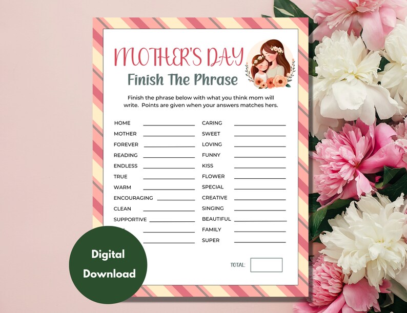 Mothers Day Finish the Phrase | Fill in the Blank | Mothers Day Games ...