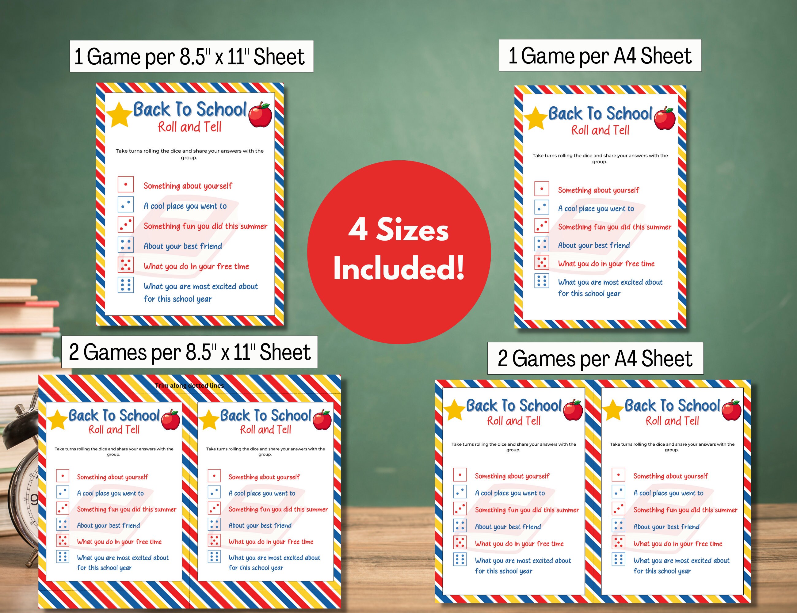 Back to School Roll and Tell | Back to School Games | First Day of ...