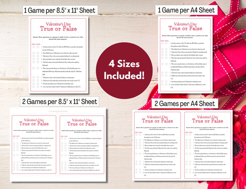 Valentines Day True or False Game, Valentines Day Trivia Game ...