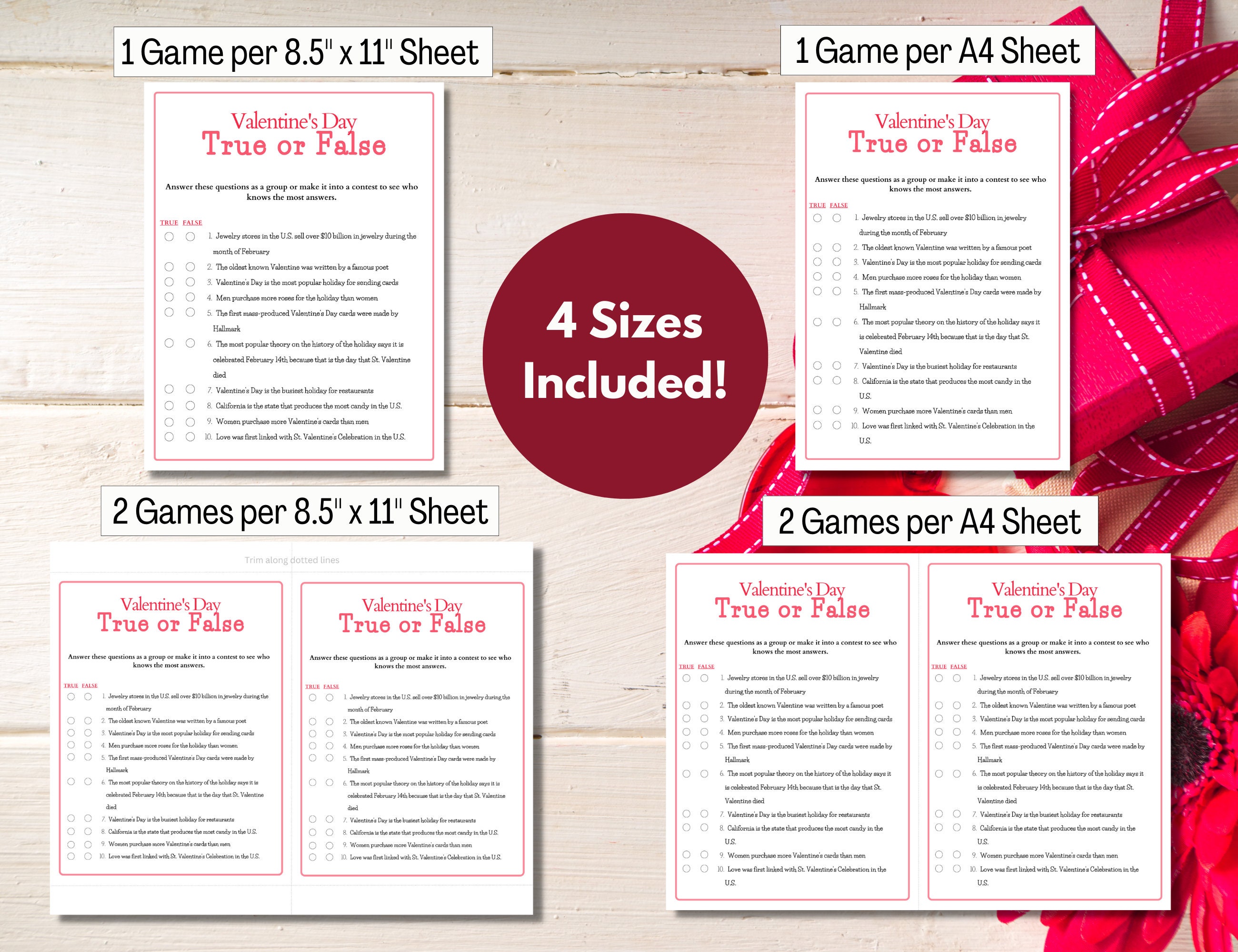 Valentines Day True or False Game, Valentines Day Trivia Game ...
