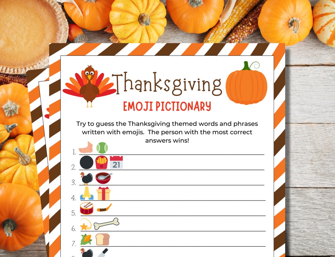 Thanksgiving Emoji Pictionary | Thanksgiving Emoji Game | Thanksgiving ...