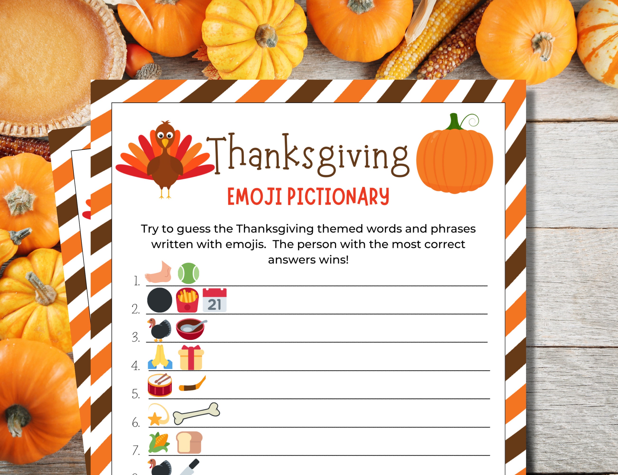 Thanksgiving Emoji Pictionary | Thanksgiving Emoji Game | Thanksgiving ...