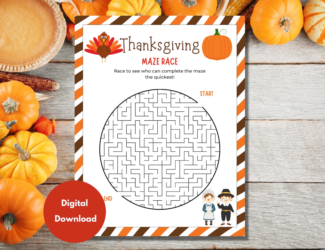Thanksgiving Maze Race | Kids Maze Game | Thanksgiving Games | Family ...