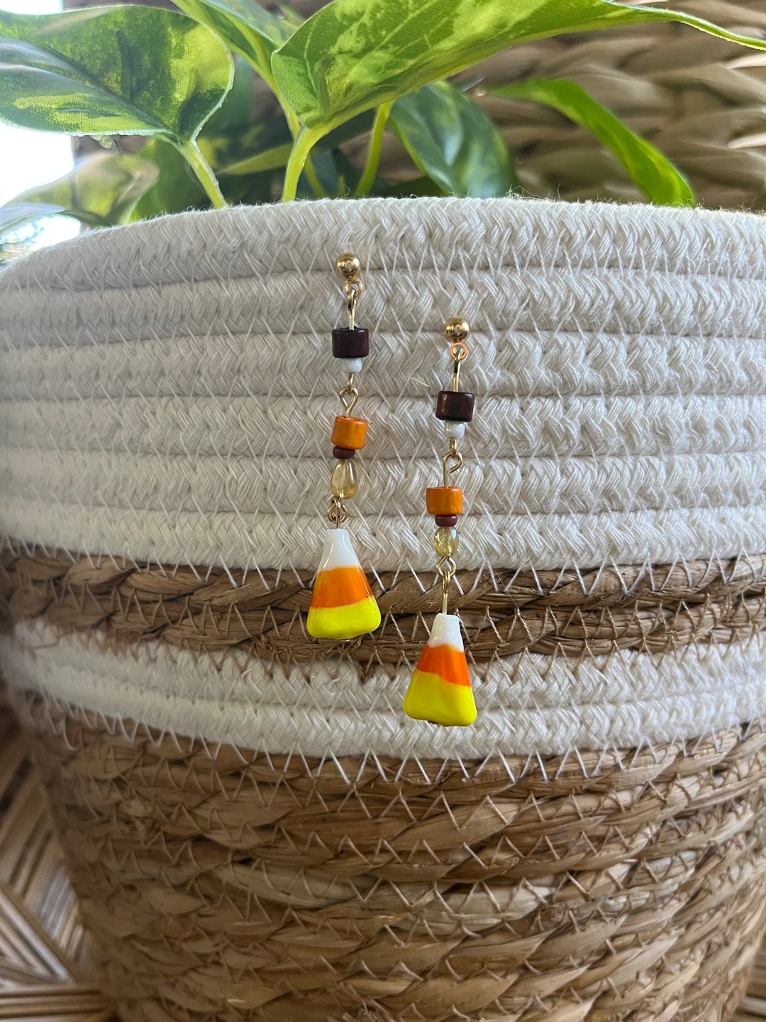 Candy Corn Halloween Dangle Drop Dangling Jewelry Gift Idea - Etsy