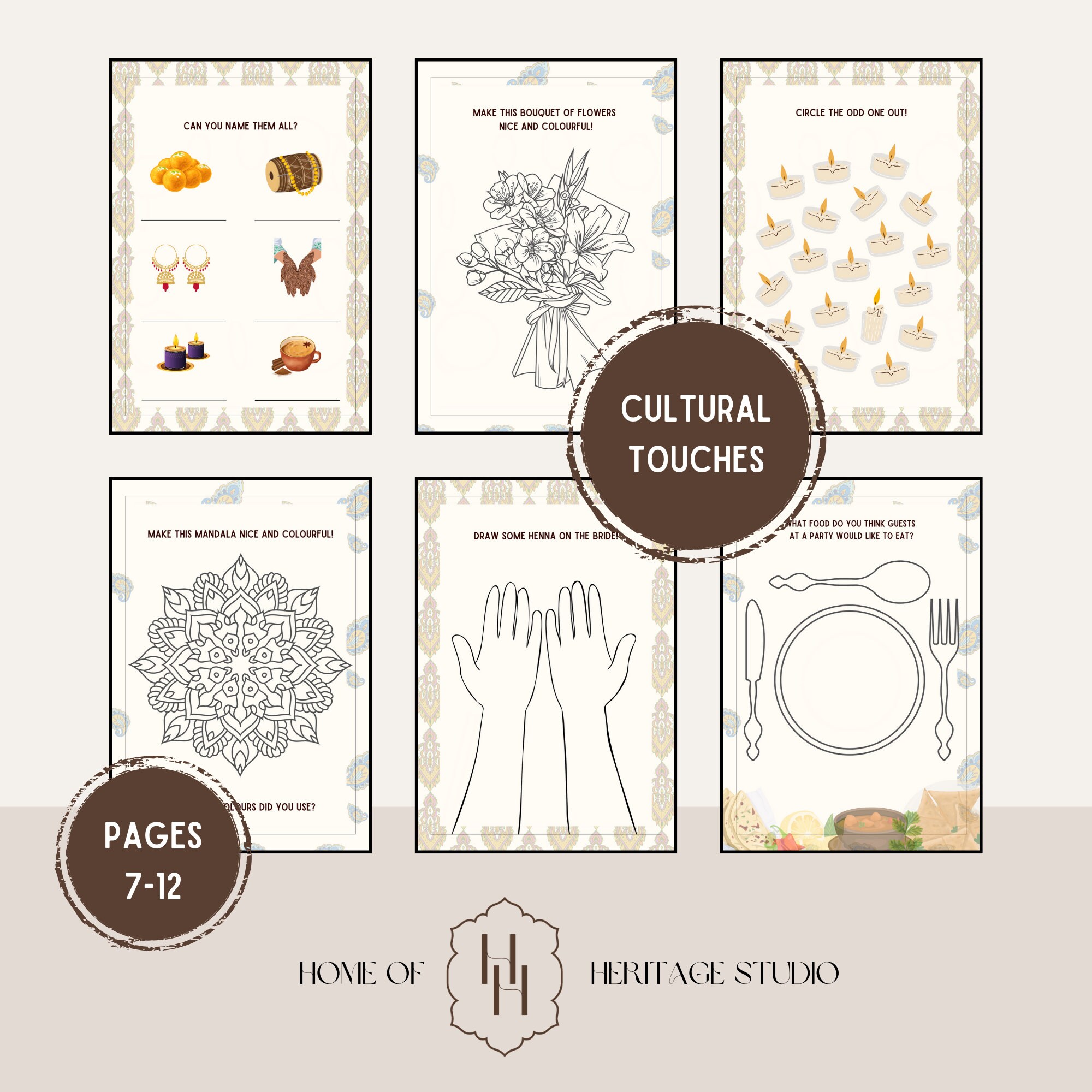 Children's Mehndi Party Activity Pack Digital Download Colouring Book ...