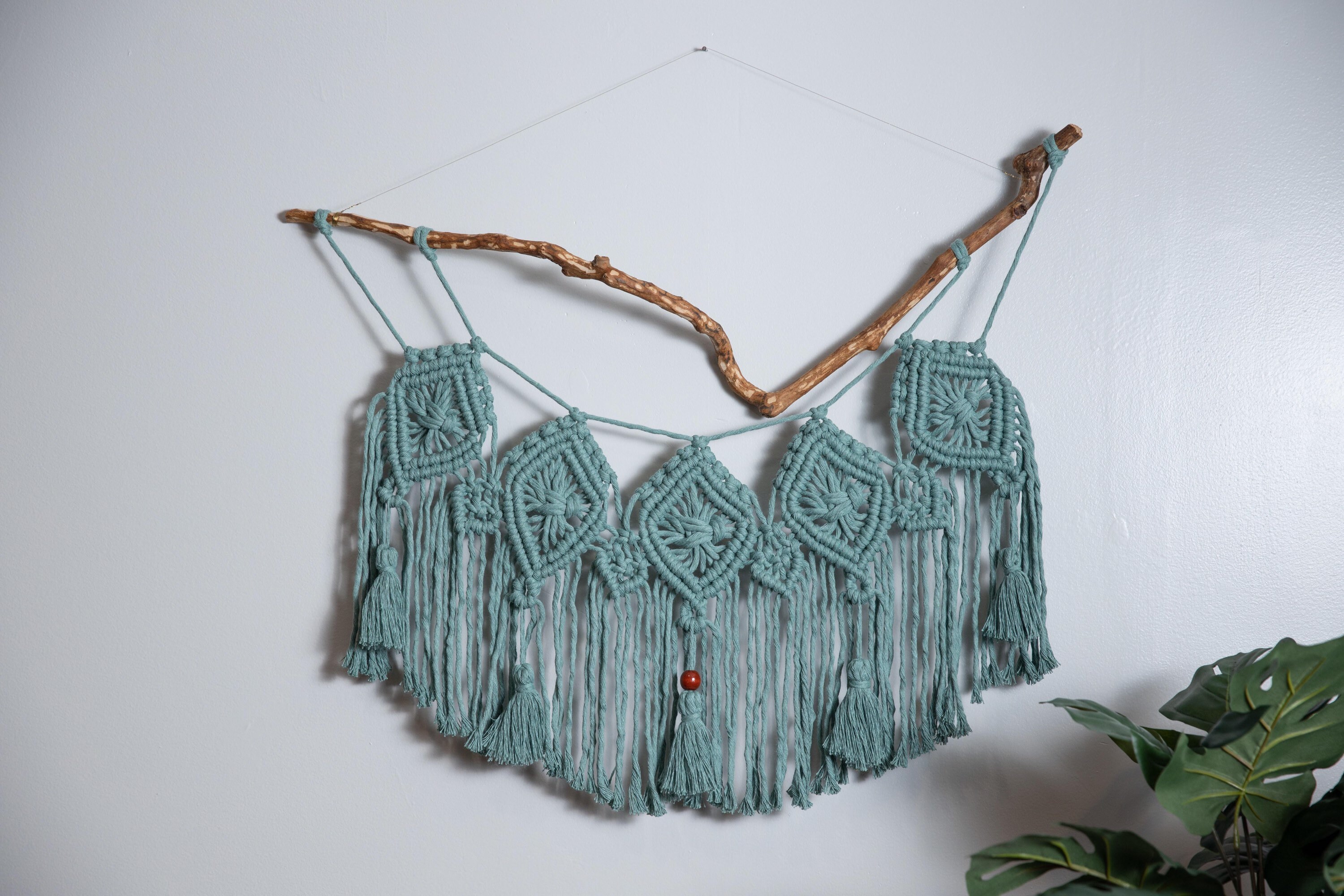 Jade Color Macrame Wall Hanging Amazing Shaped Wood Wall | Etsy