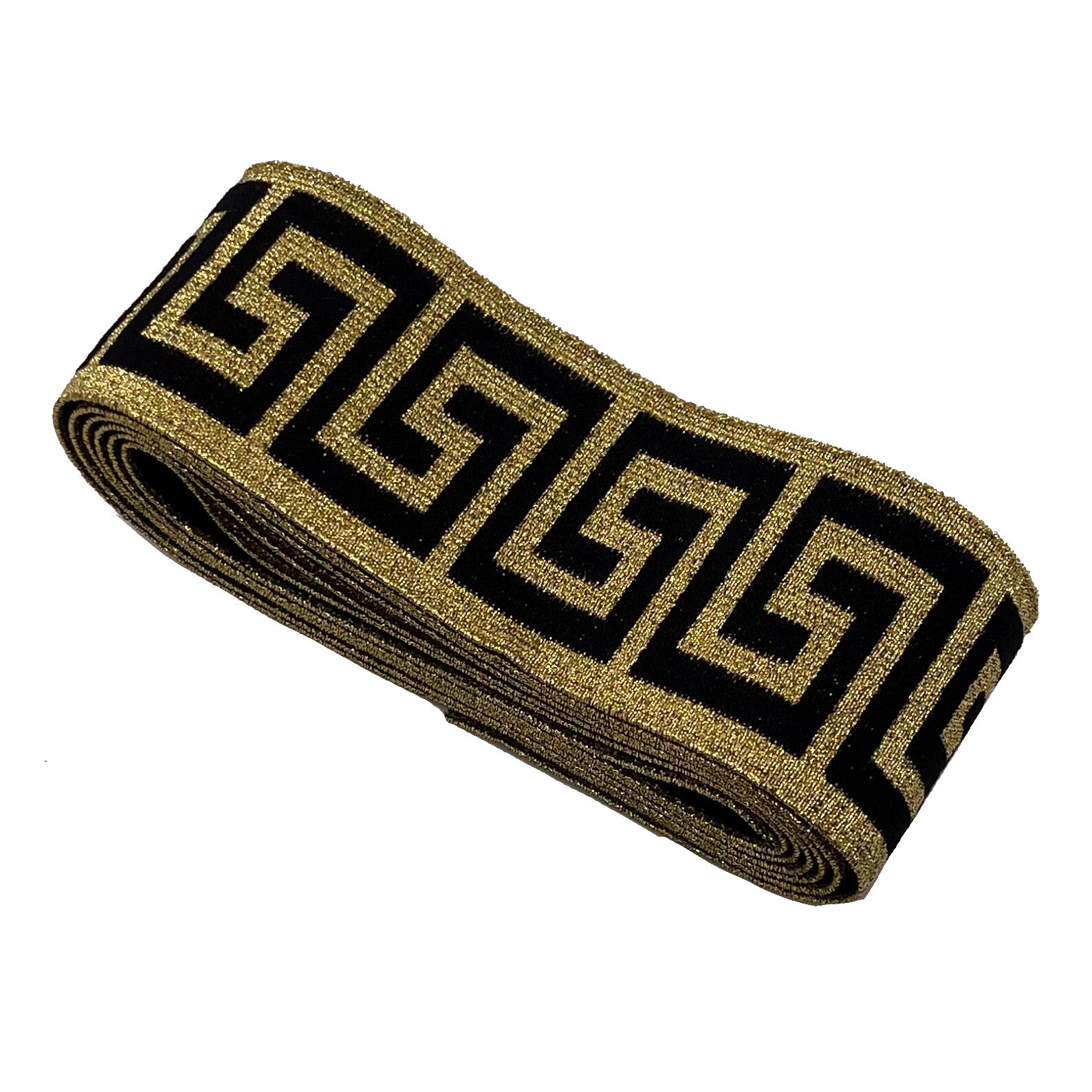 2 Gold & Black Metallic Greek Key custom Elastic Equestrian - Etsy