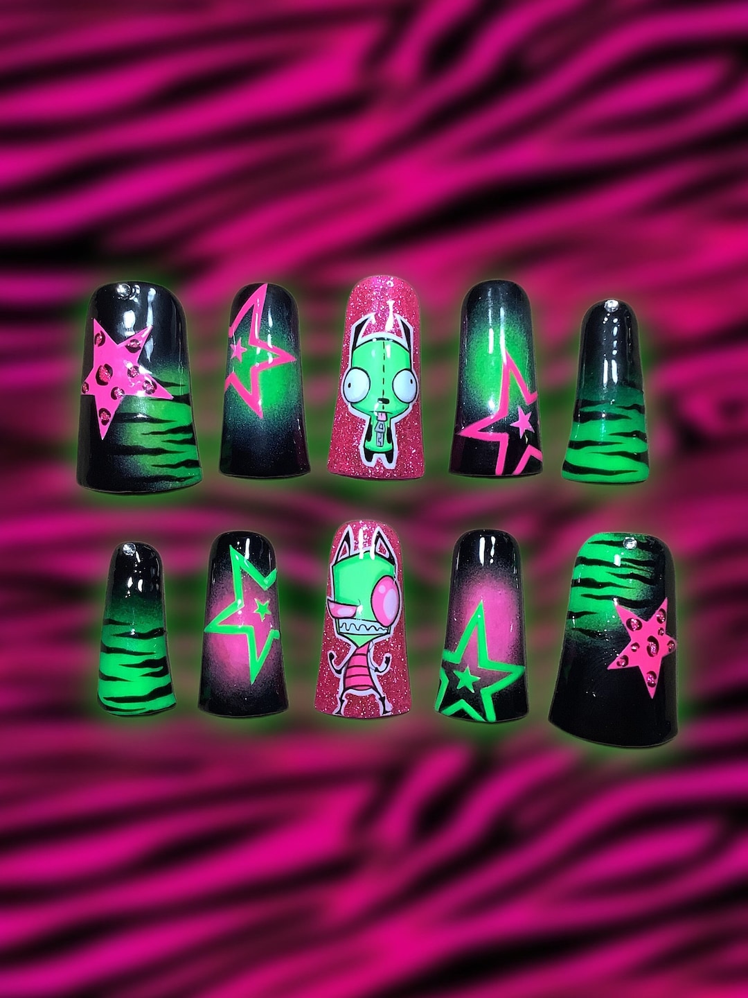 Invader Zim Hand Painted Press-on Set - Etsy