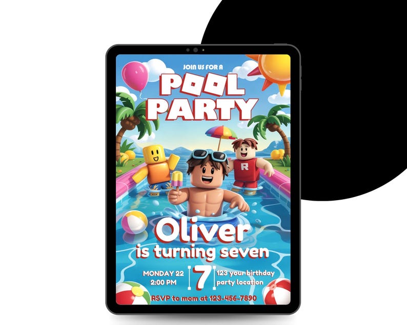Roblox Birthday Invitation Template: Editable Gamer Party Invite (5x7 ...