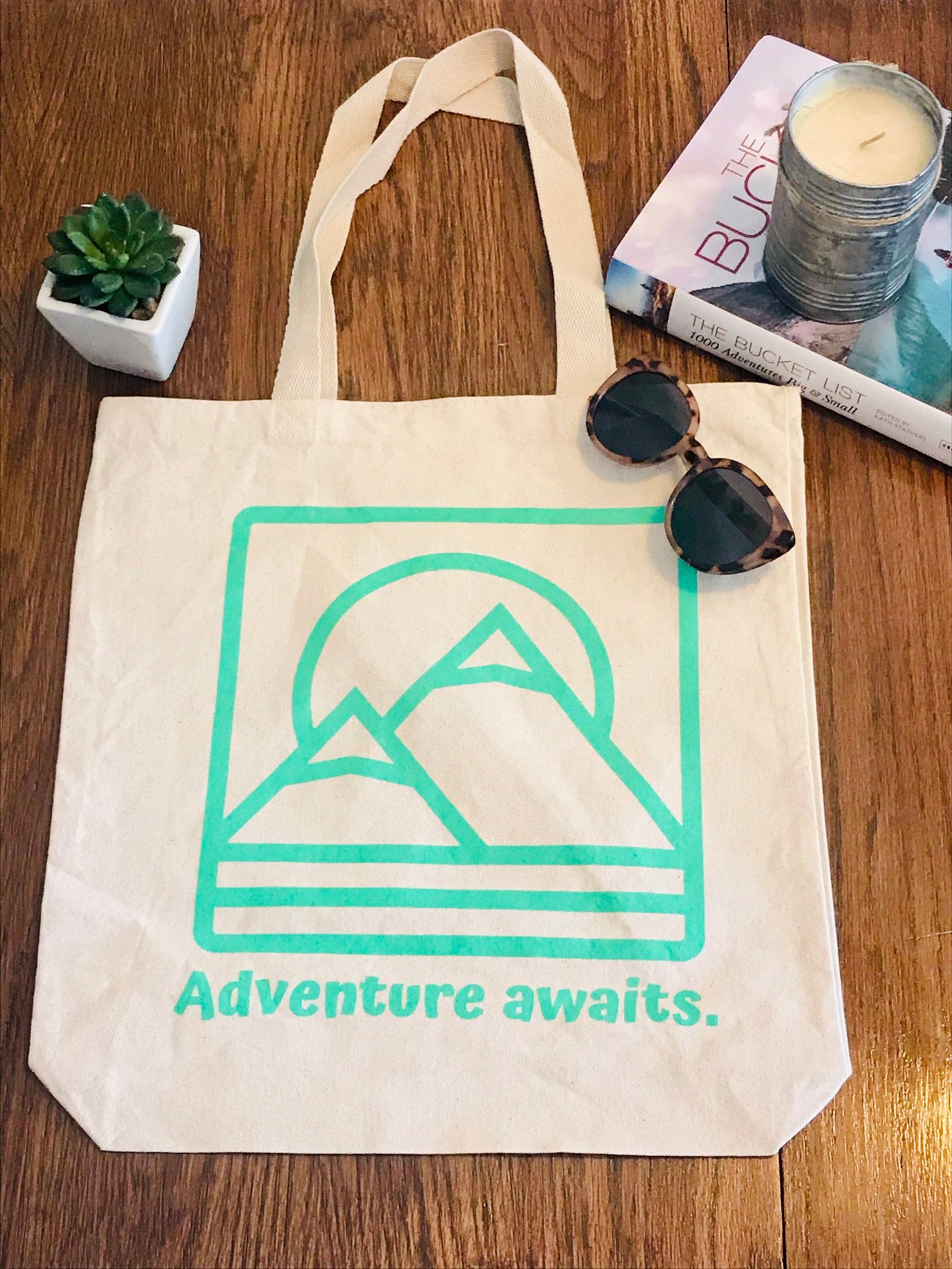Adventure Awaits Canvas Tote Bag, Gift for Adventurers and Wanderers ...