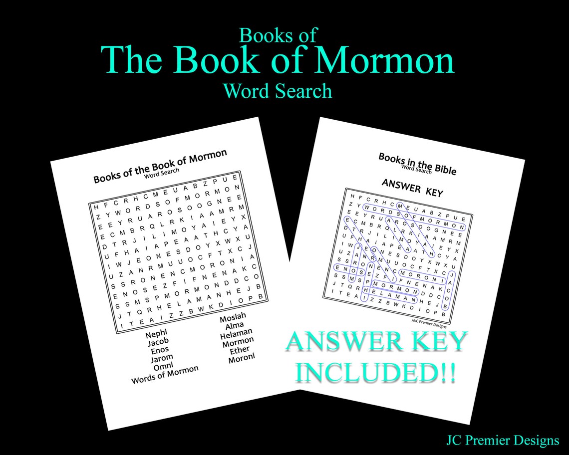 Book of Mormon Word Search Puzzle Game for Primary Children, General ...