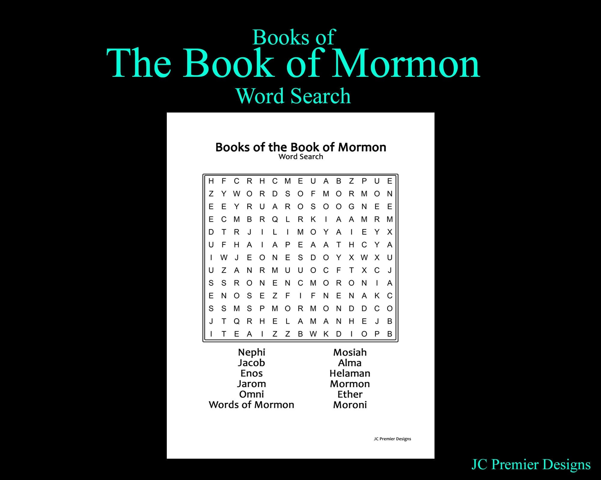 Book of Mormon Word Search Puzzle Game for Primary Children, General ...