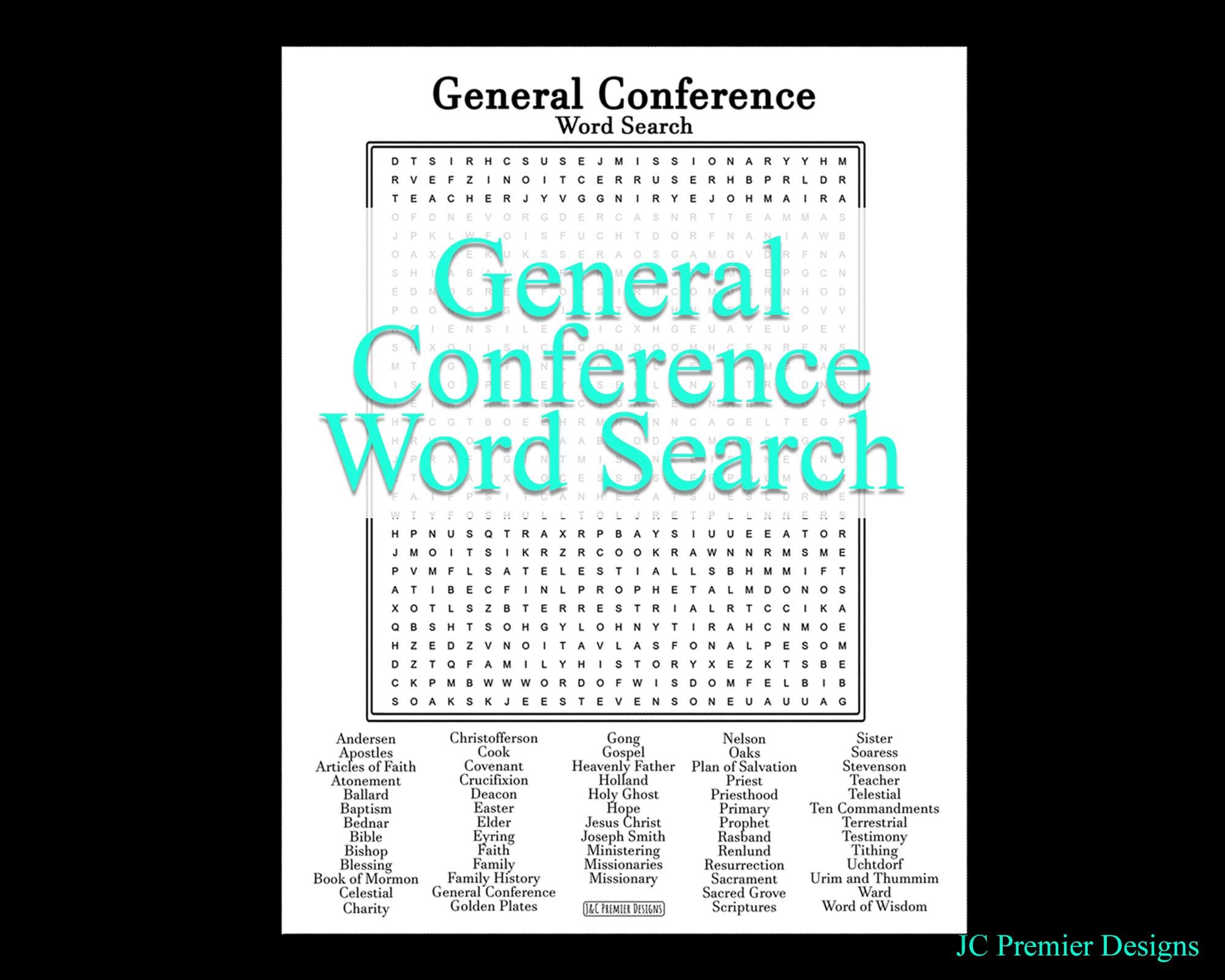 General Conference Word Search Puzzle Game - Downloadable to Print at ...