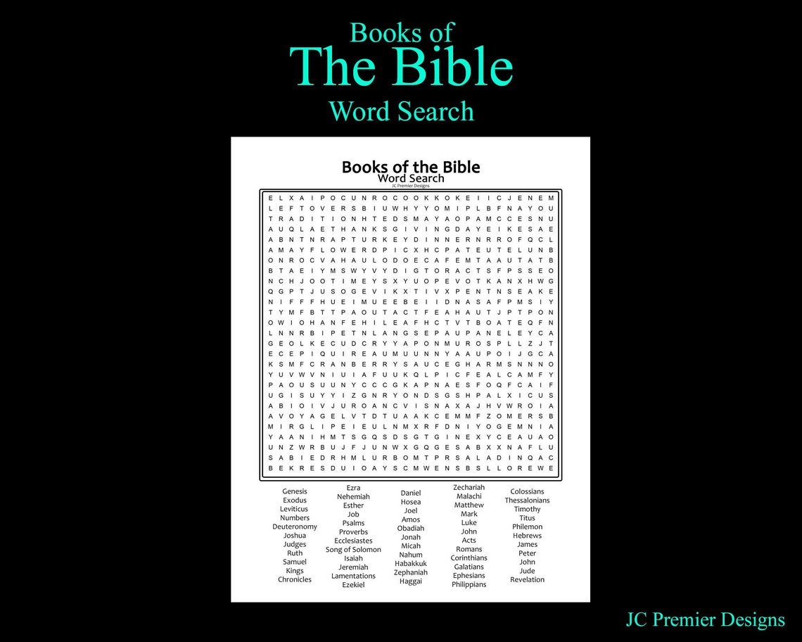 Books of the Bible Word Search Puzzle Game for Primary Children, Young ...