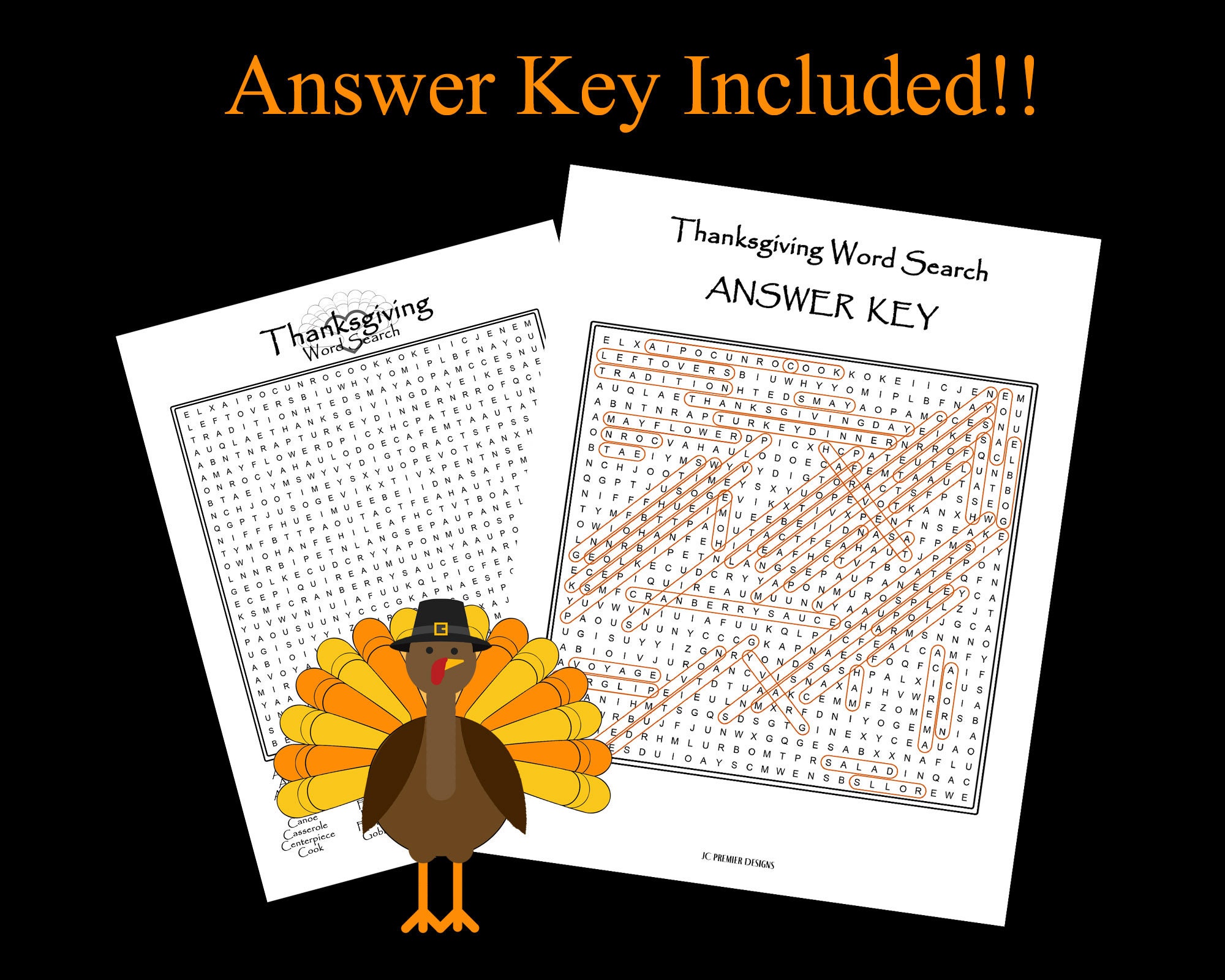 Thanksgiving Themed Word Search Puzzle - Etsy