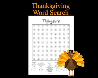 Thanksgiving Word Search Printable Thanksgiving Games Hard - Etsy