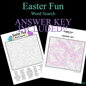 Easter Fun Word Search Puzzle Activity for Parties, Classroom Teacher ...