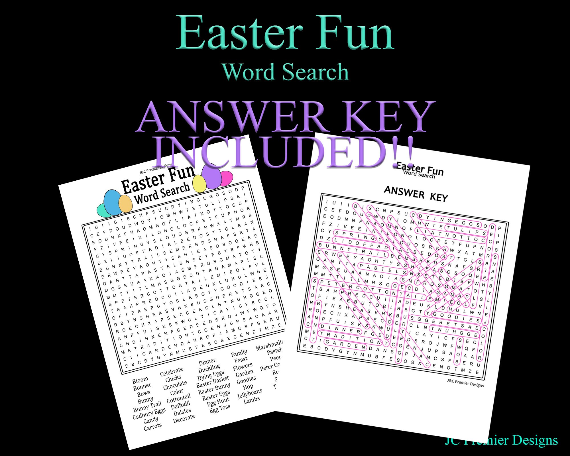Easter Fun Word Search Puzzle Activity for Parties, Classroom Teacher ...