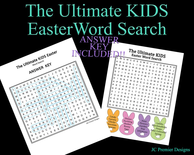 Kids Easter Word Search Puzzle, Printable Activity (PDF) - Etsy