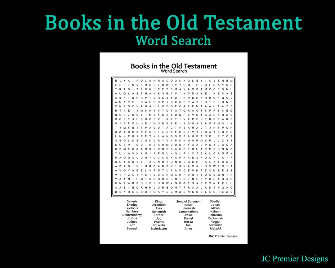 Books in the Old Testament in the Bible Word Search Puzzle for General ...